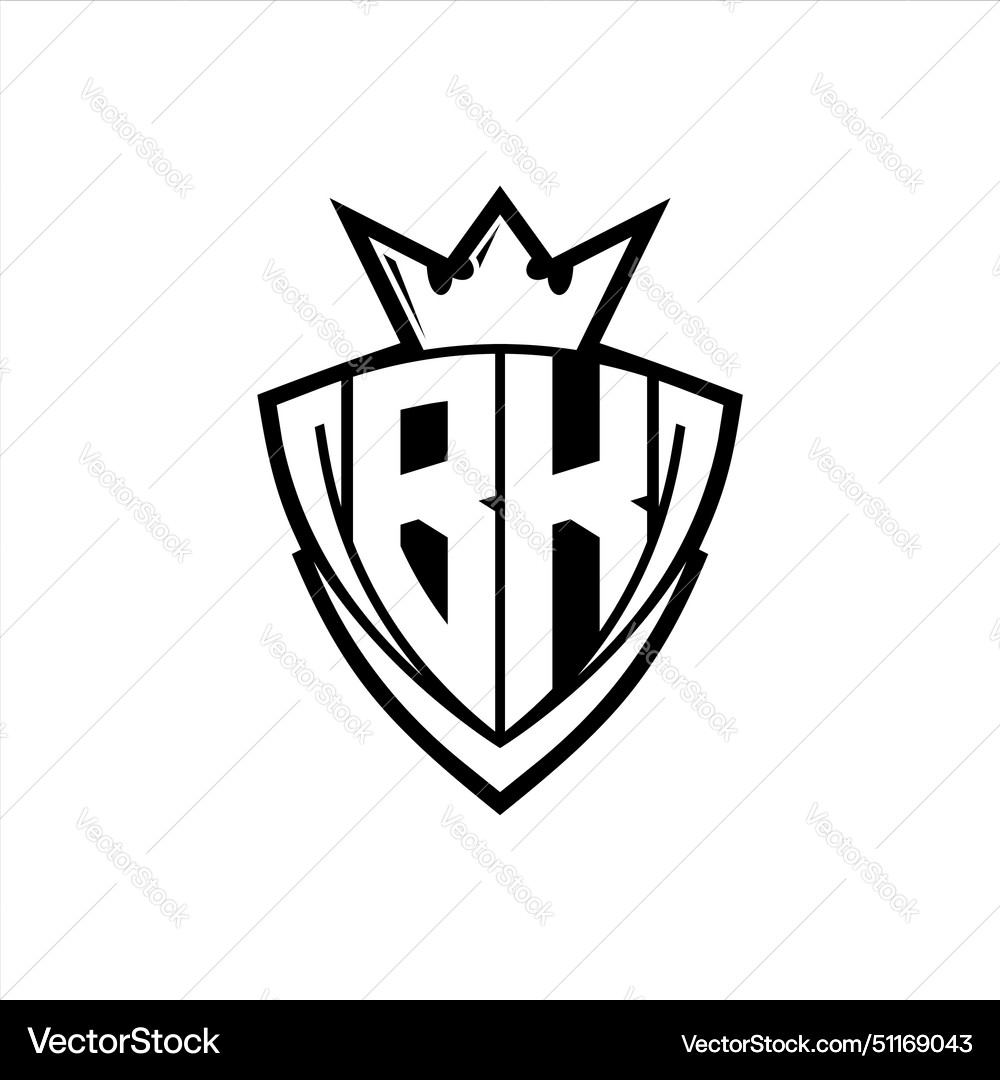 Bk letter logo with sharp triangle shield shape Vector Image