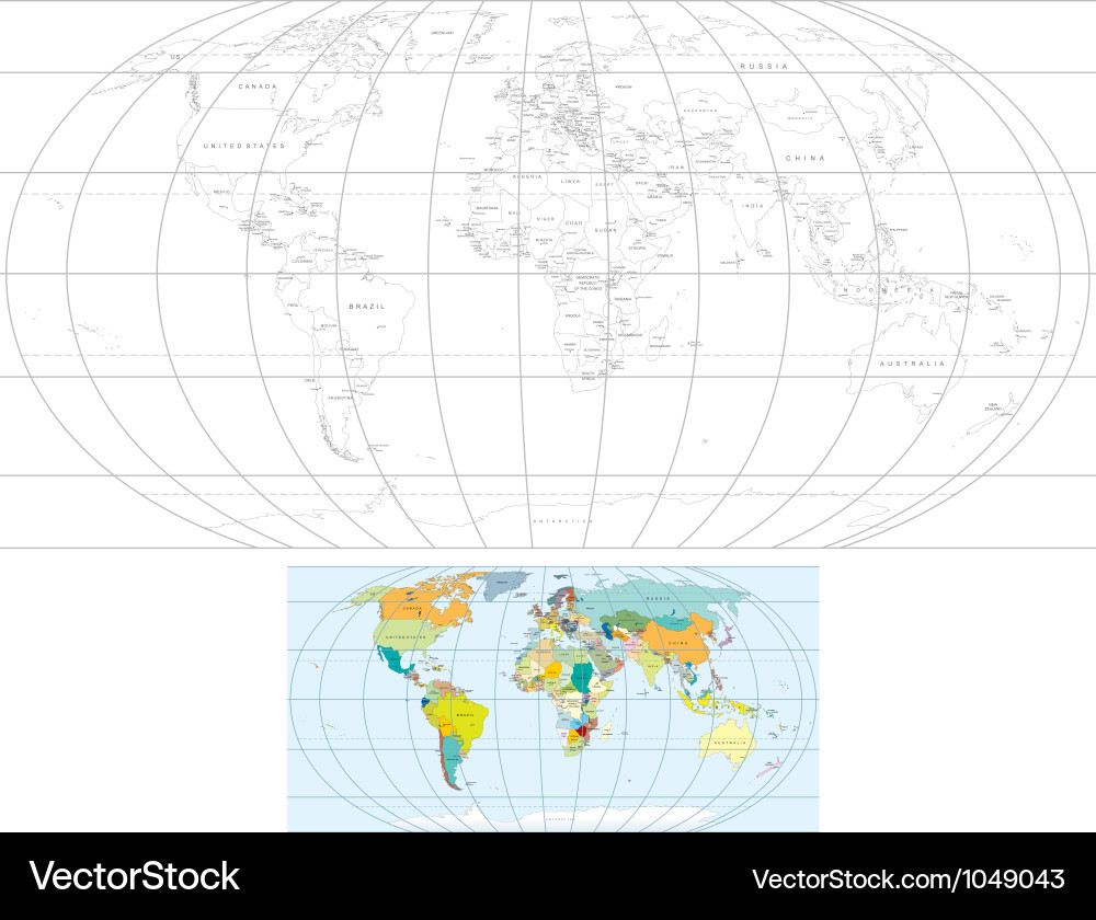 Contour world map Royalty Free Vector Image - VectorStock