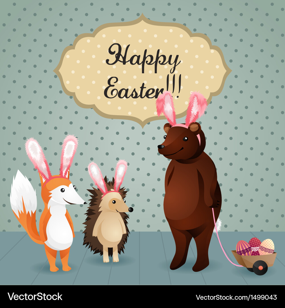 Easter Animals Card Royalty Free Vector Image - VectorStock