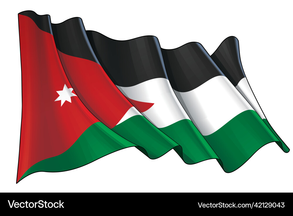 Jordan Flag - Waving Banner Royalty Free Vector Image