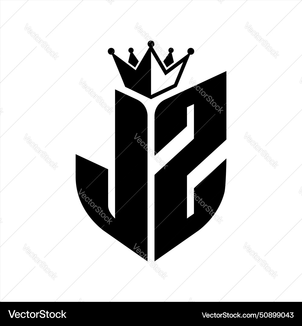 Jz letter monogram with shield shape crown Vector Image