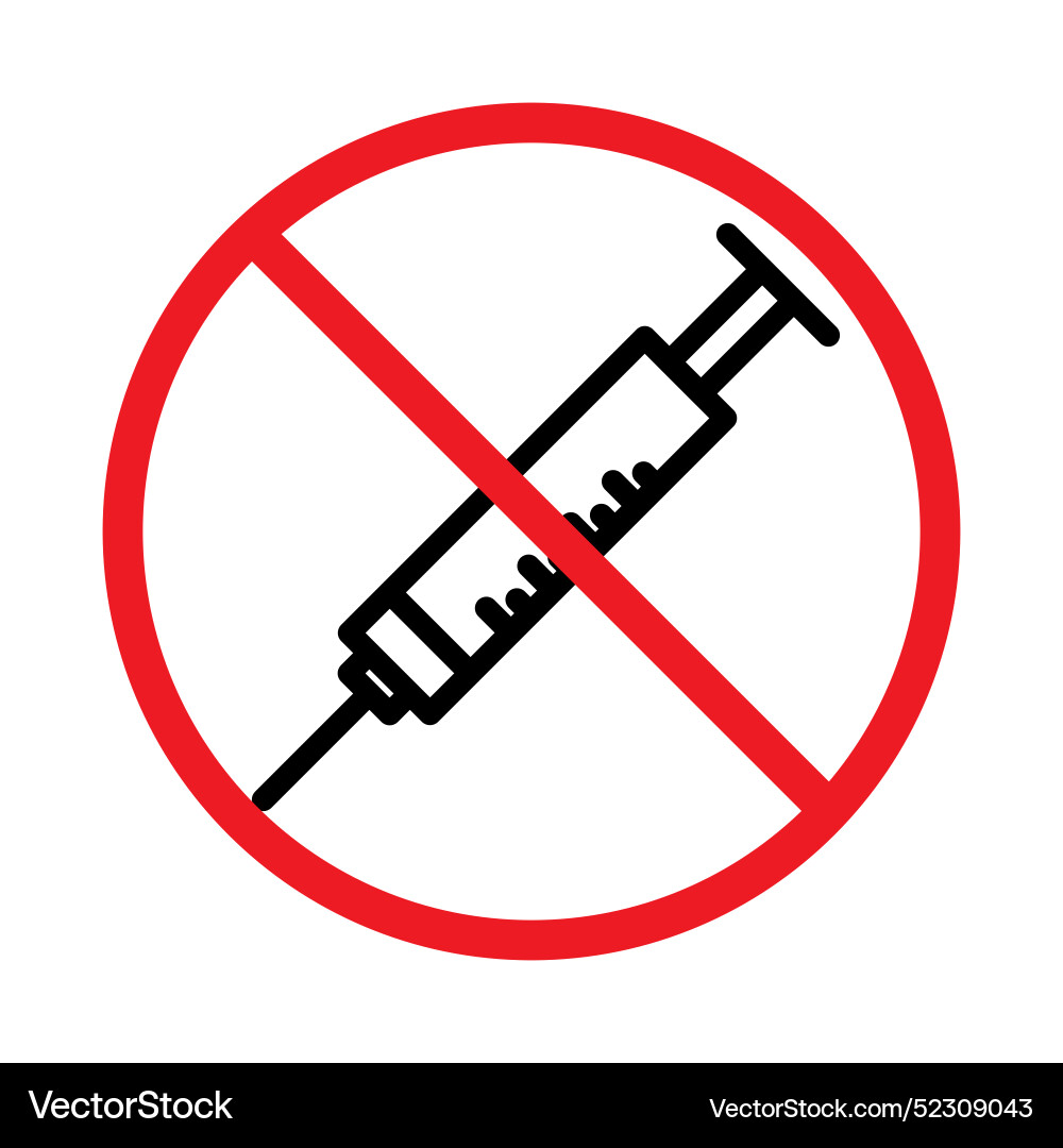 No vaccine icon linear logo mark in black Vector Image