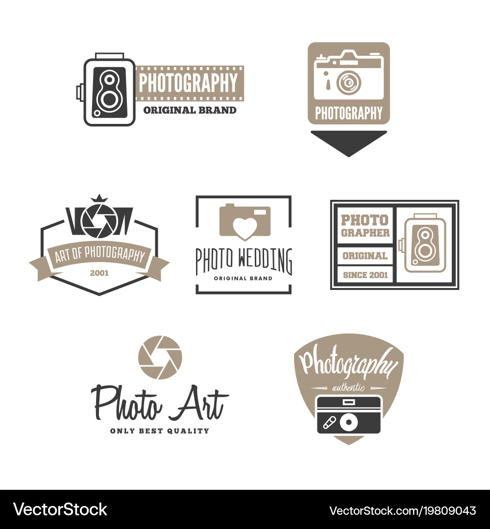 Photography logos badges and labels design Vector Image