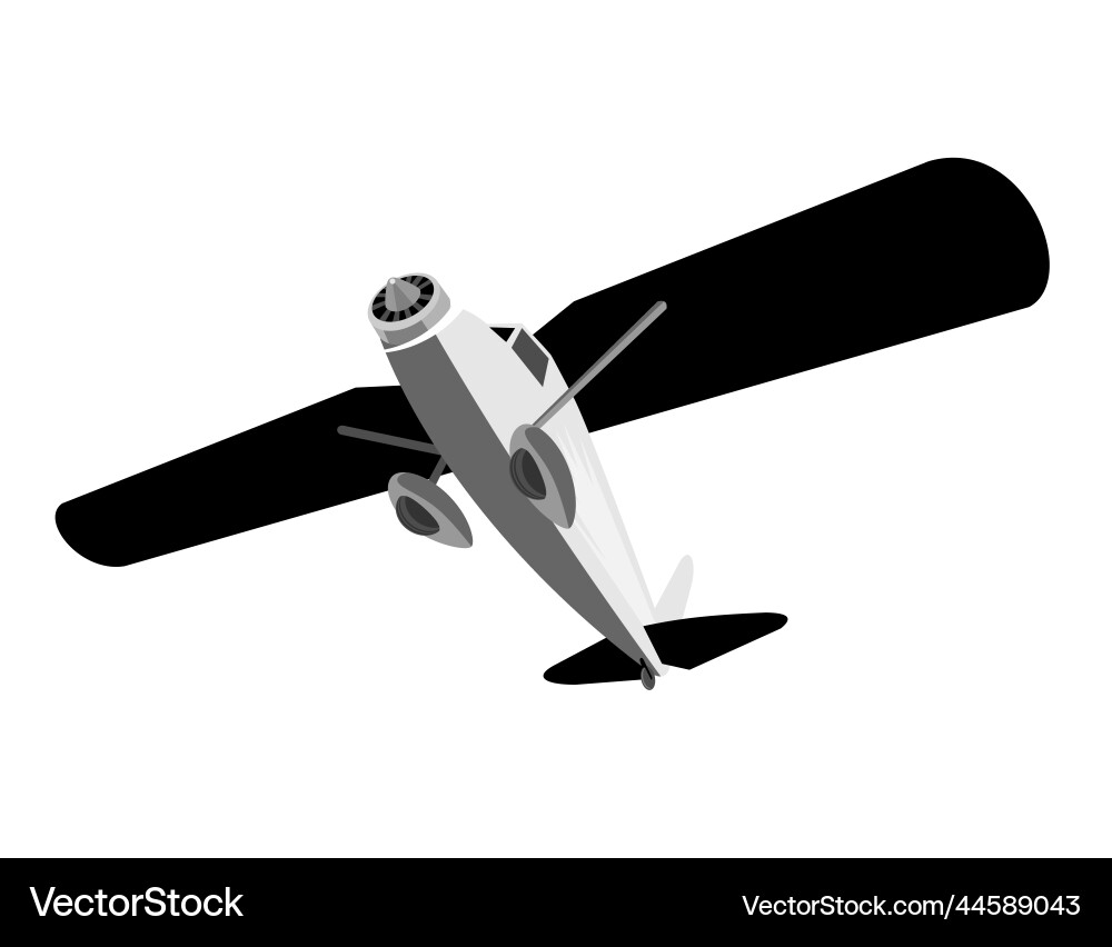 Propeller airplane flying overhead isolated retro Vector Image