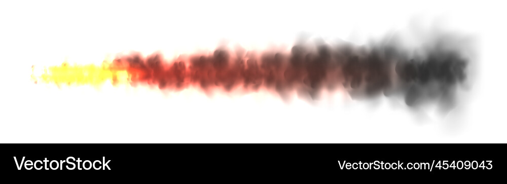 Realistic black smoke with fire space rocket Vector Image