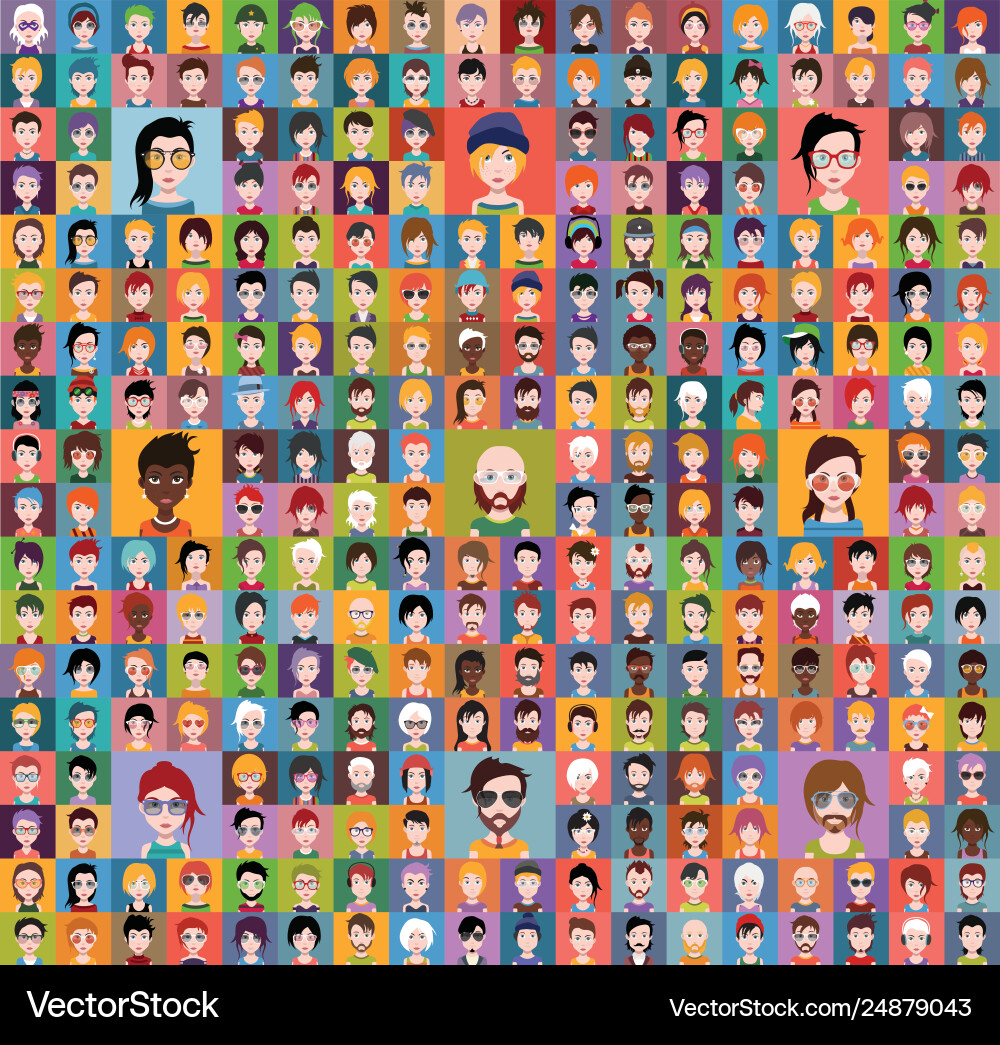 Set colorful avatars characters Royalty Free Vector Image