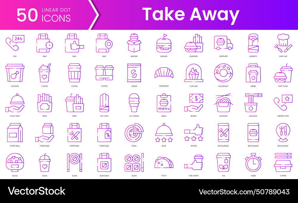 Set of take away icons gradient style icon bundle Vector Image