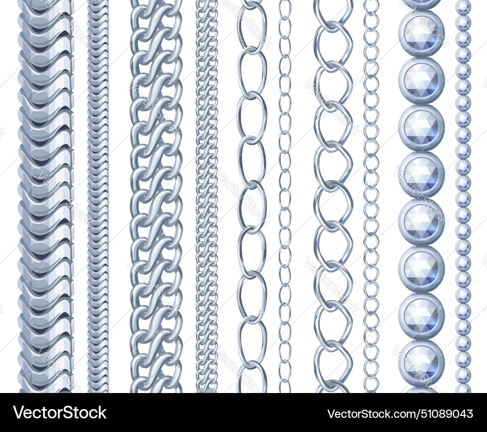Silver chains collection cartoon Royalty Free Vector Image