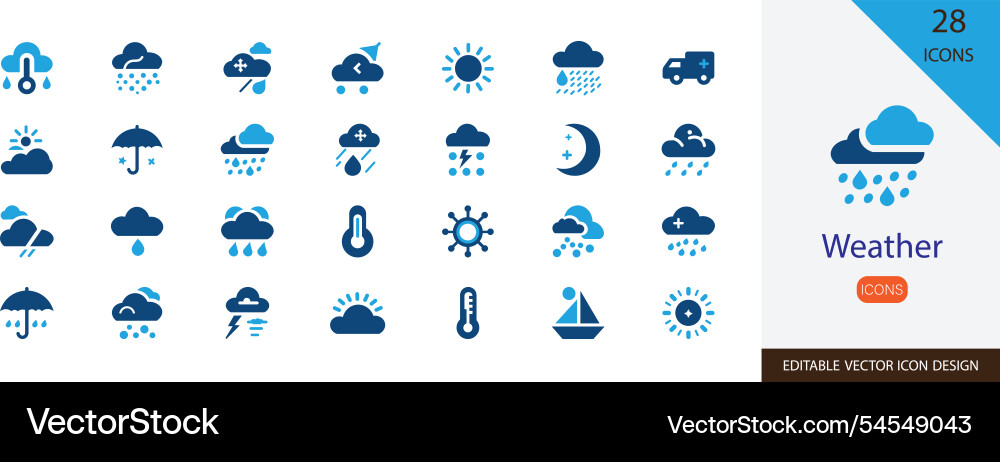 Weather solid icon set Royalty Free Vector Image
