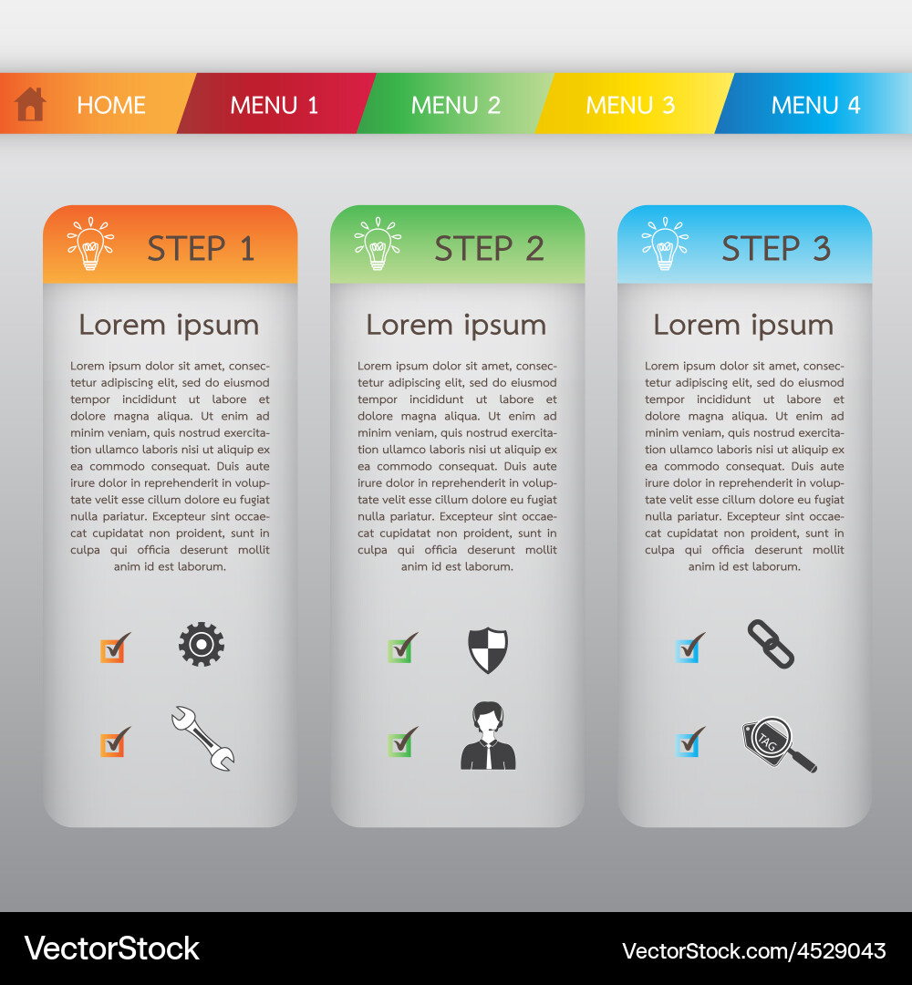 Web boxes template and header menu Royalty Free Vector Image