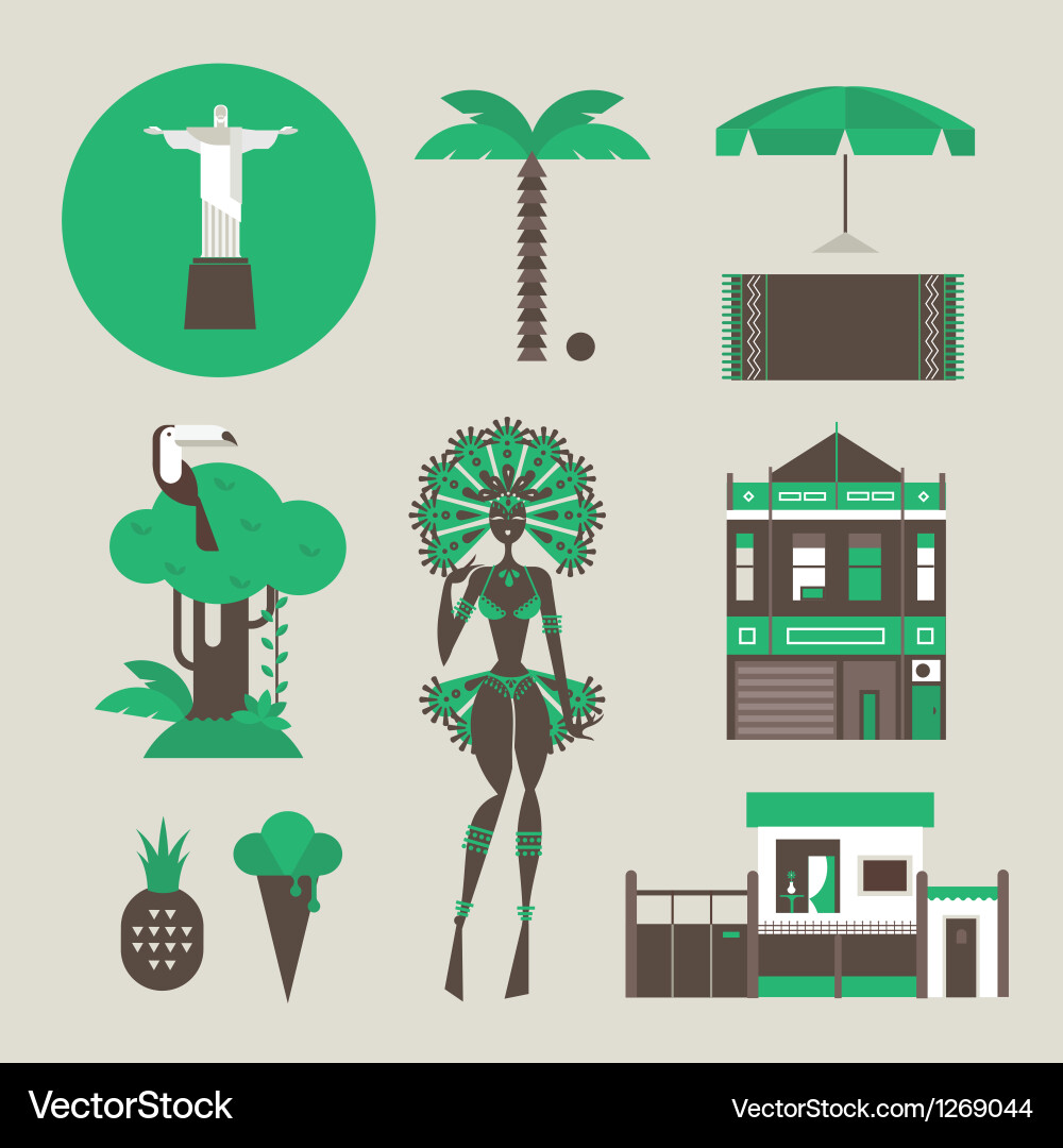Brazilian Icons & Symbols Royalty Free Vector Image