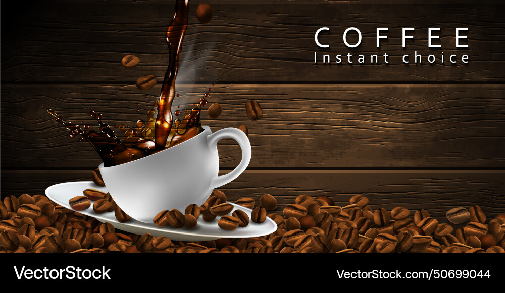 Coffee advertising design with beans Royalty Free Vector