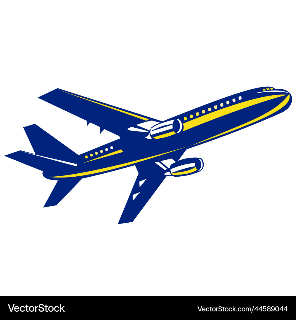 Commercial jet plane airliner flying up side view Vector Image