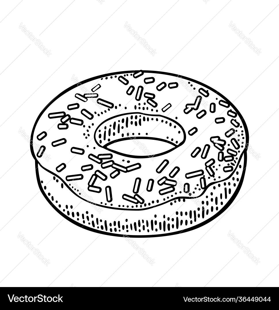 Donut with icing and sprinkles monochrome Vector Image