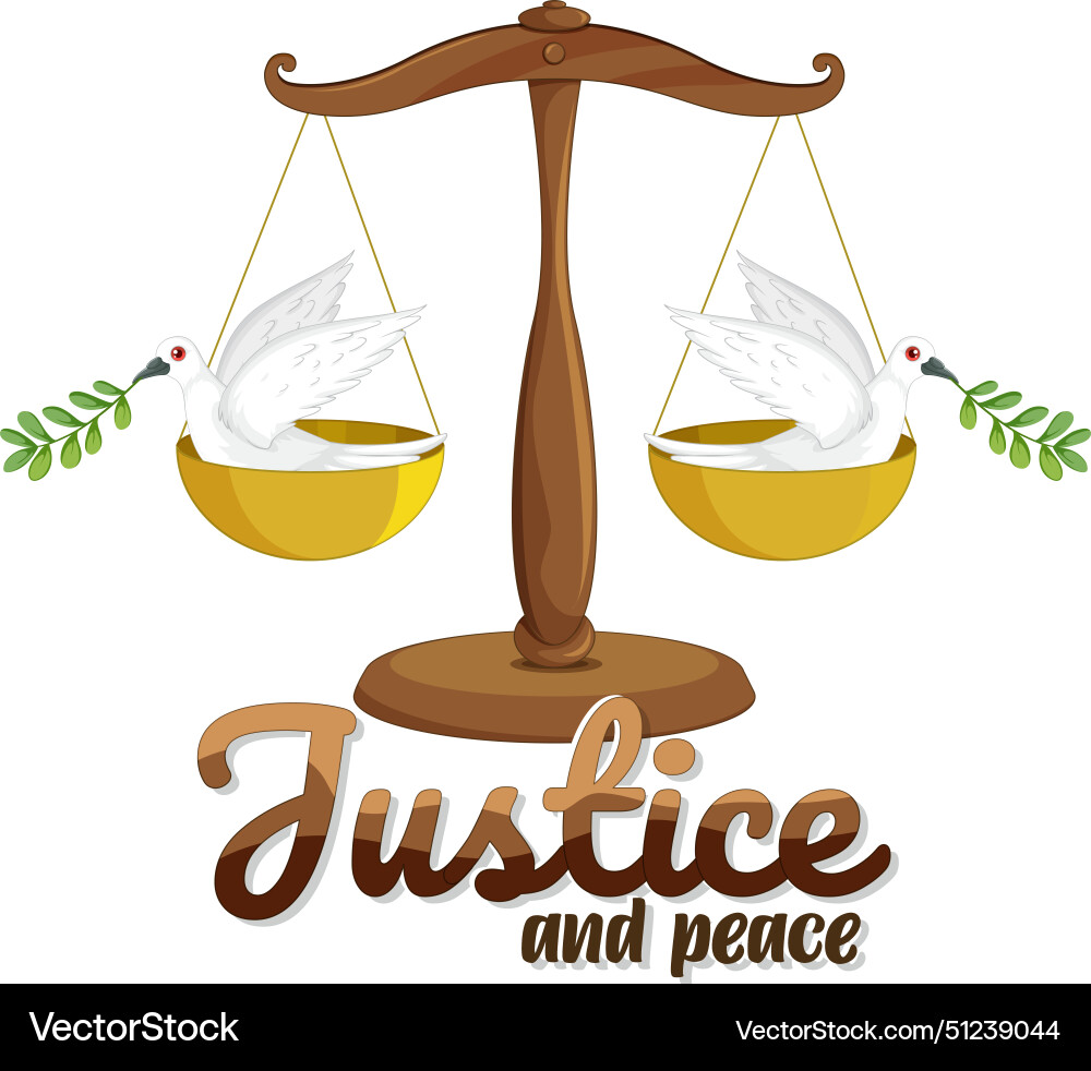 Doves on scales symbolizing justice and peace Vector Image