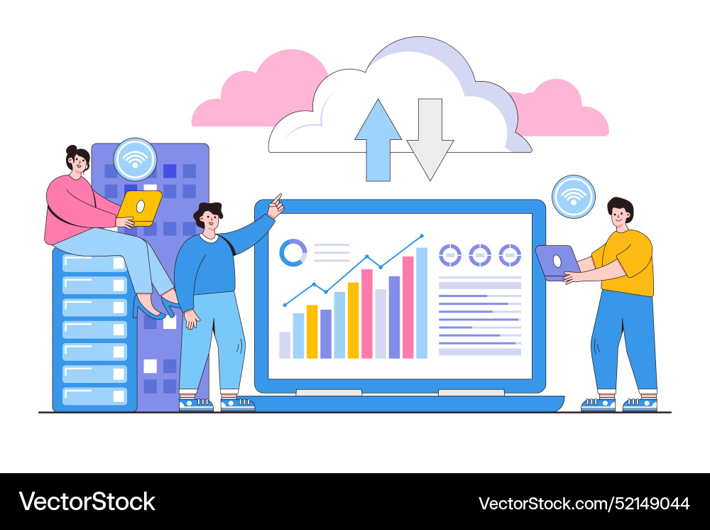 Flat business technology cloud computing service Vector Image