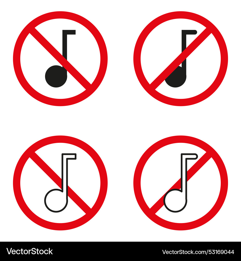 No music allowed sign prohibited musical note Vector Image