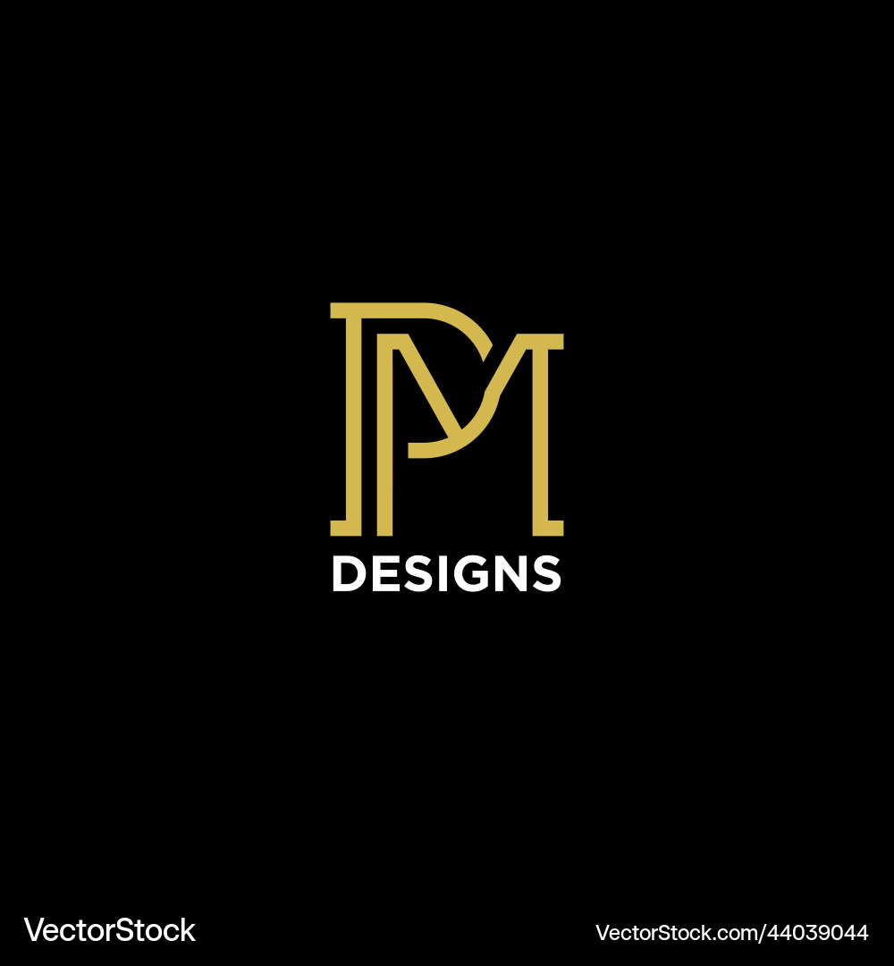 PM or MP Monogram Logo - Luxury Style Royalty Free Vector