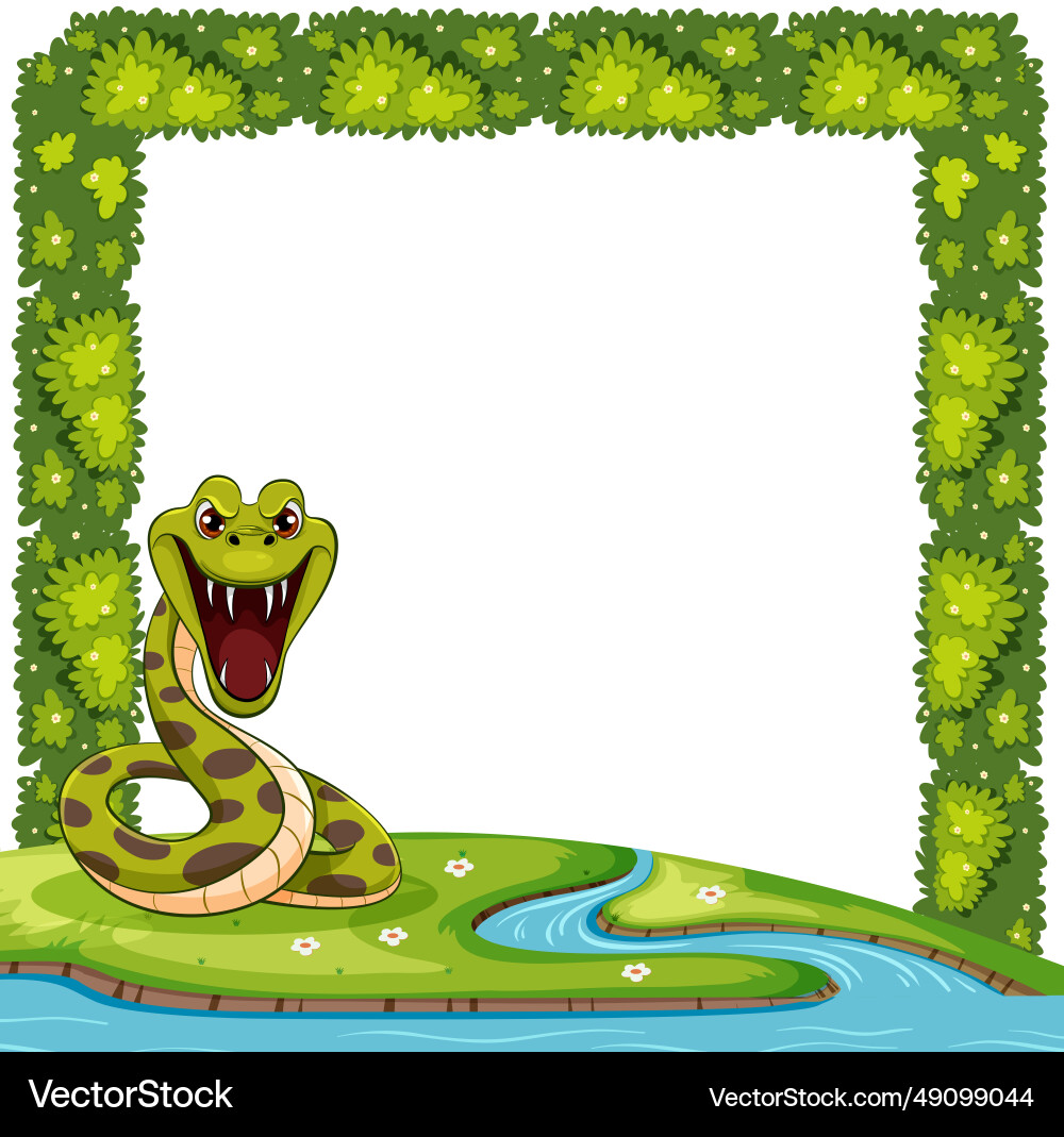 Scary snake in nature border banner Royalty Free Vector