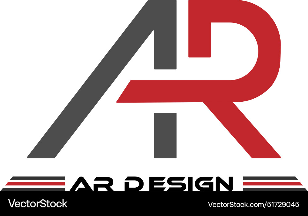 Ar logo design with ra template icon Royalty Free Vector