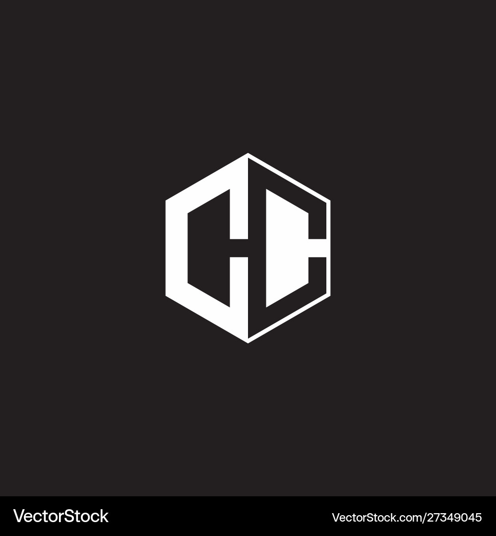 Cc logo monogram hexagon with black background Vector Image