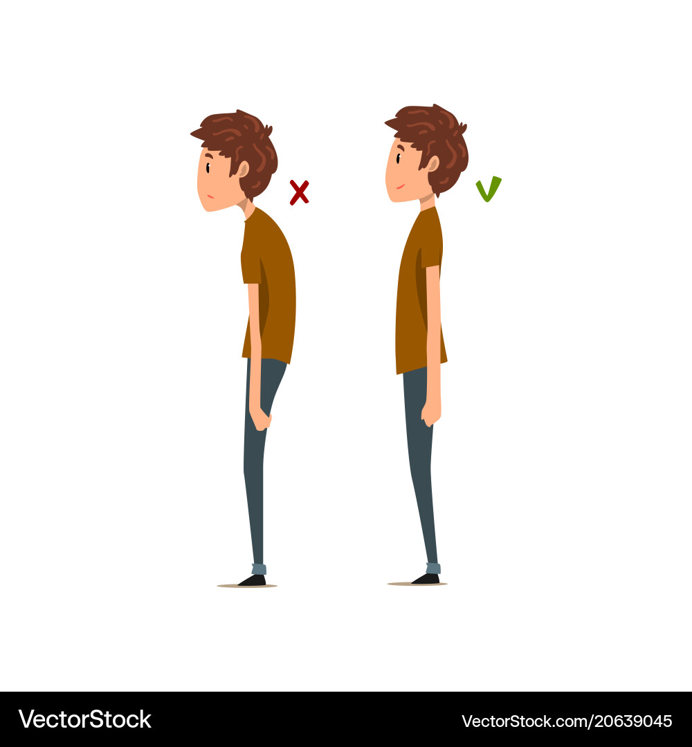 Correct and Wrong Posture Side View Vector Vector Images (25)