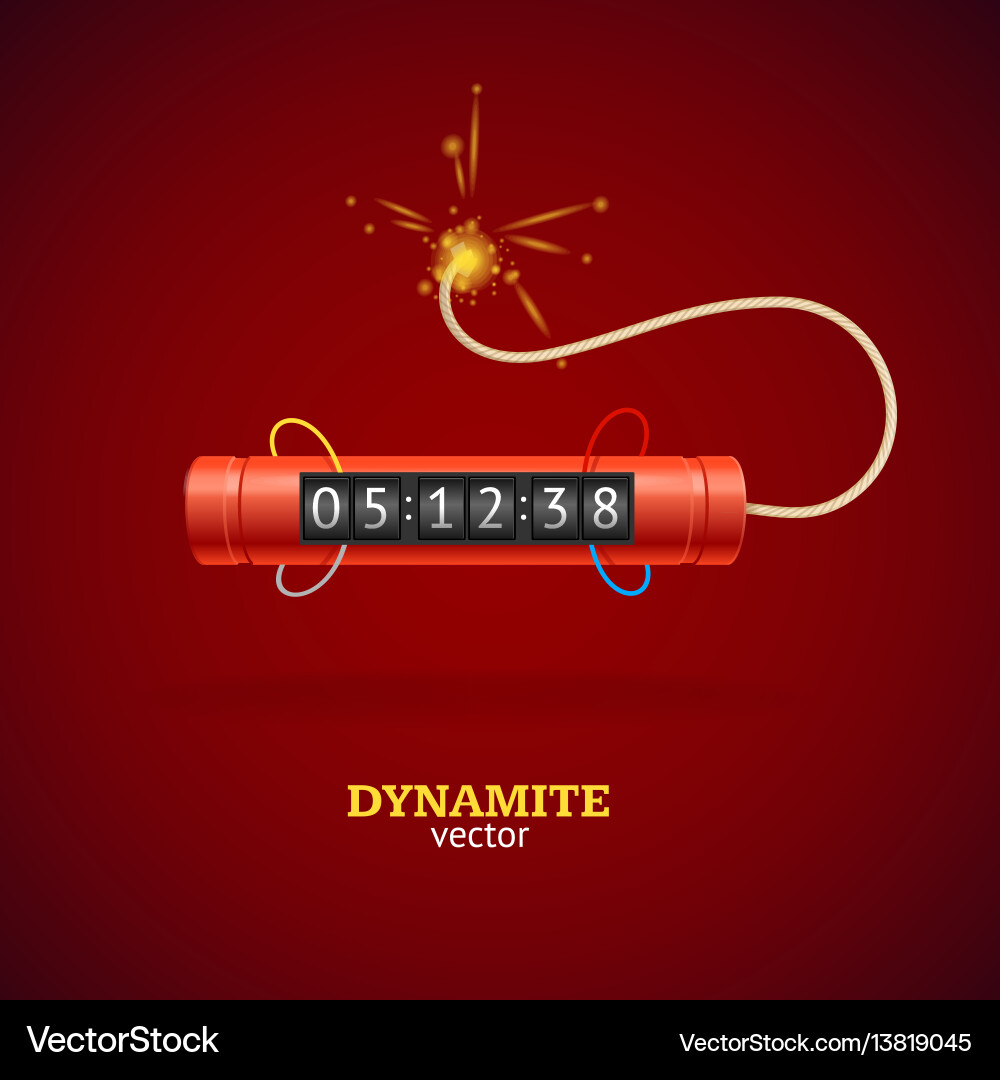 Detonate dynamite bomb and timer clock Royalty Free Vector