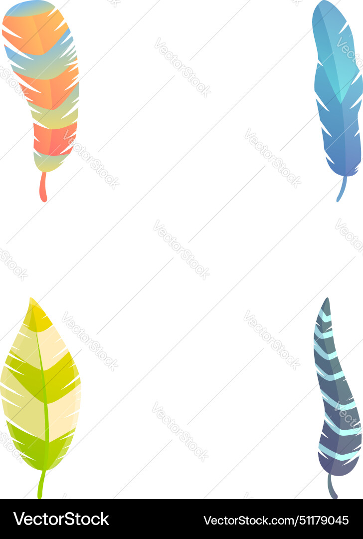 Feather icons set cartoon vibrant Royalty Free Vector Image