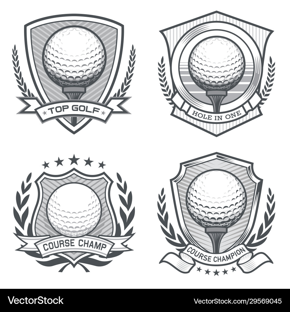 Golf ball crest emblem set Royalty Free Vector Image