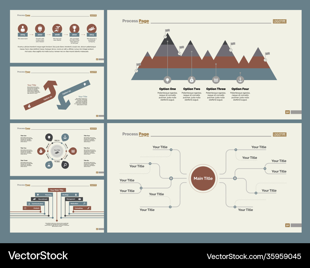 Six planning slide templates set Royalty Free Vector Image