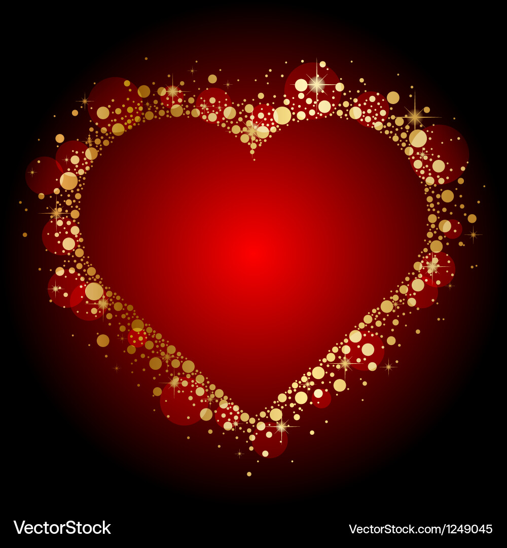 Sparkling Red Heart with Gold Glitter Royalty Free Vector
