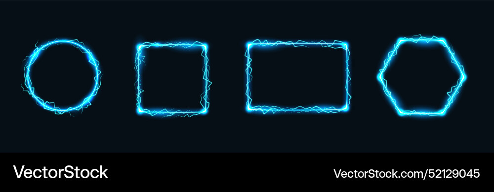 Thunder frame magic lightning border electric Vector Image