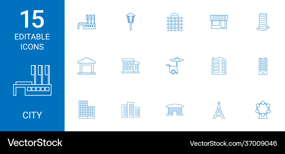 15 city icons Royalty Free Vector Image - VectorStock