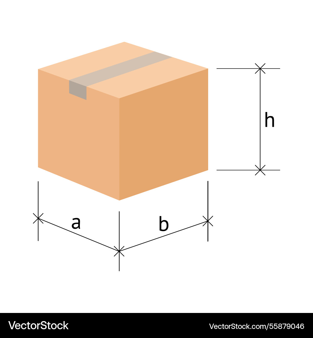 Box measurements concept outline icon Royalty Free Vector