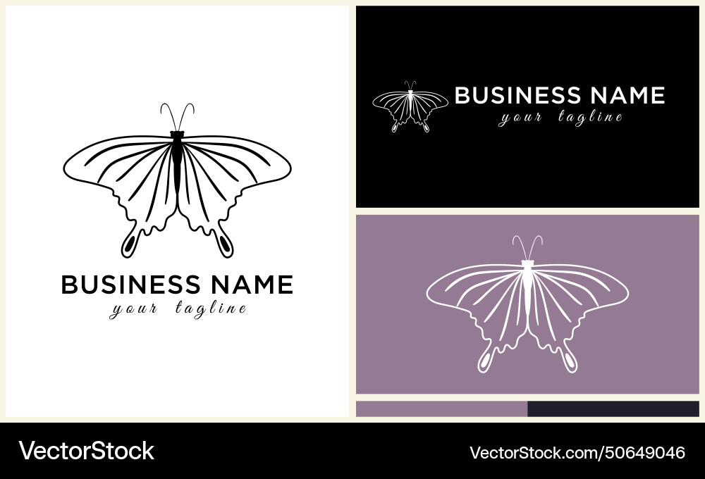 Butterfly line logo template Royalty Free Vector Image