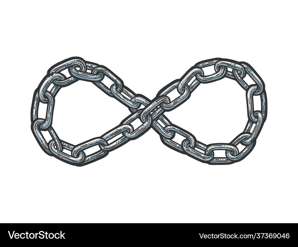 Chain infinity sign sketch Royalty Free Vector Image