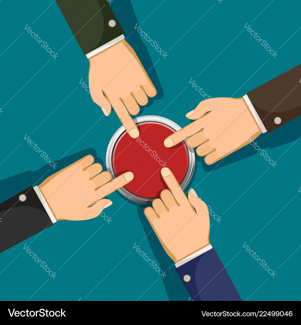 Hands push the button Royalty Free Vector Image