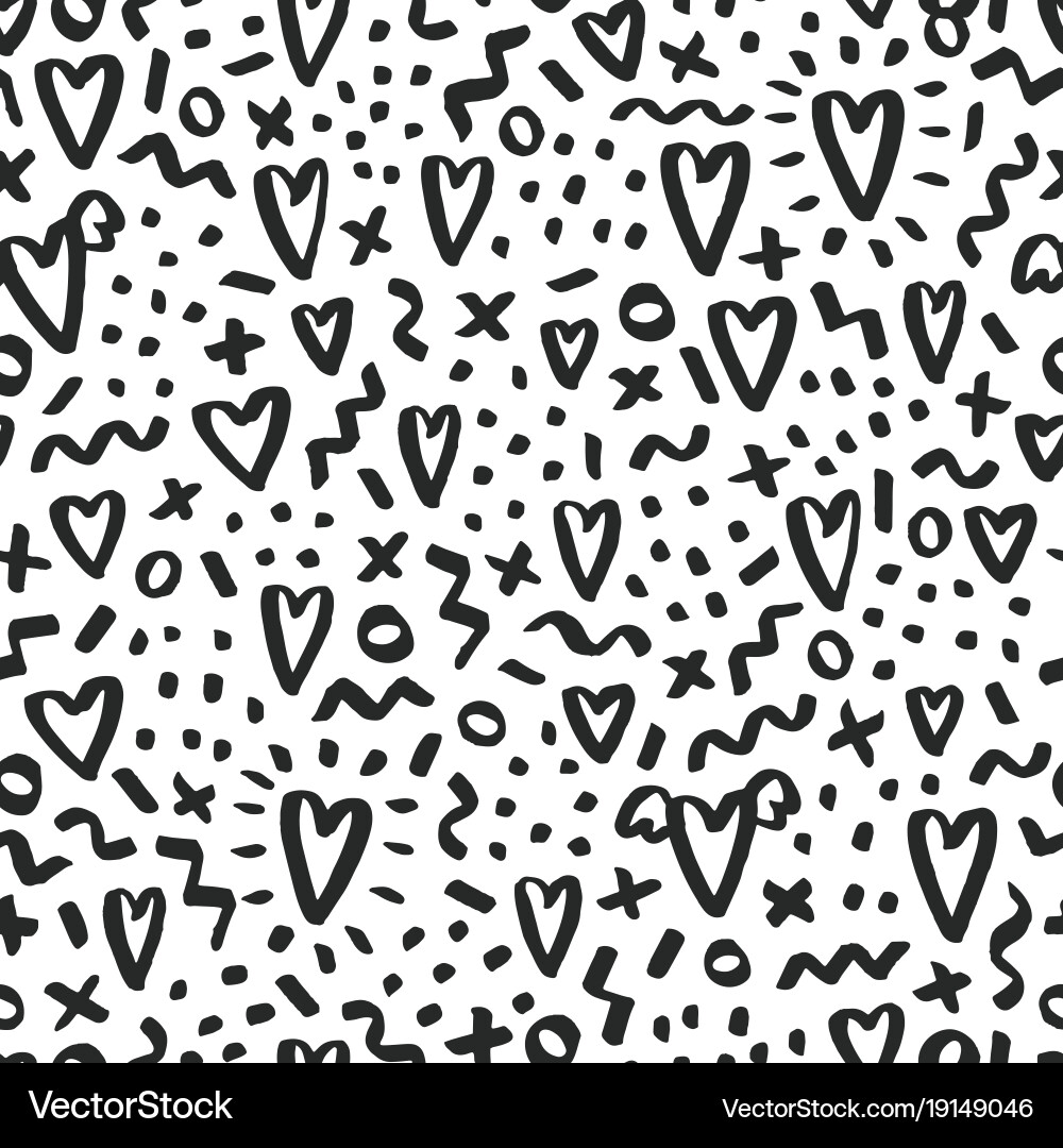 Love doodle background with hearts Royalty Free Vector Image