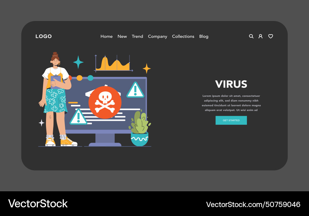 Ransomware attack concept flat Royalty Free Vector Image