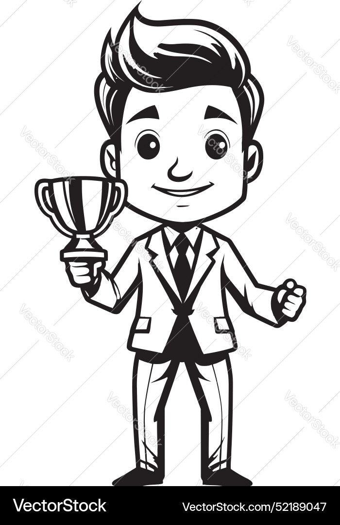 Corporate excellence trophy winning businessman Vector Image
