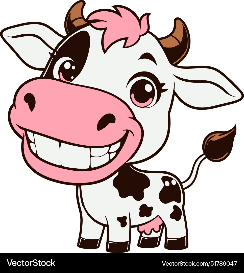 Cute cow cartoon icon Royalty Free Vector Image