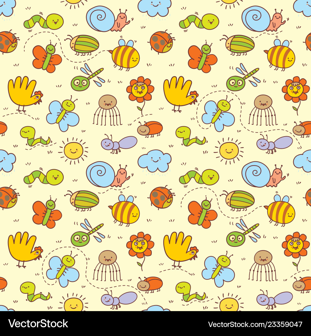 Cute Insect Pattern Royalty Free Vector Image - VectorStock