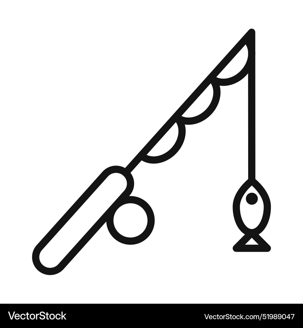 Fishing rod icon mark in filled style Royalty Free Vector