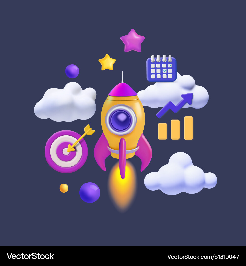 Flying space rocket start up concept spaceship Vector Image