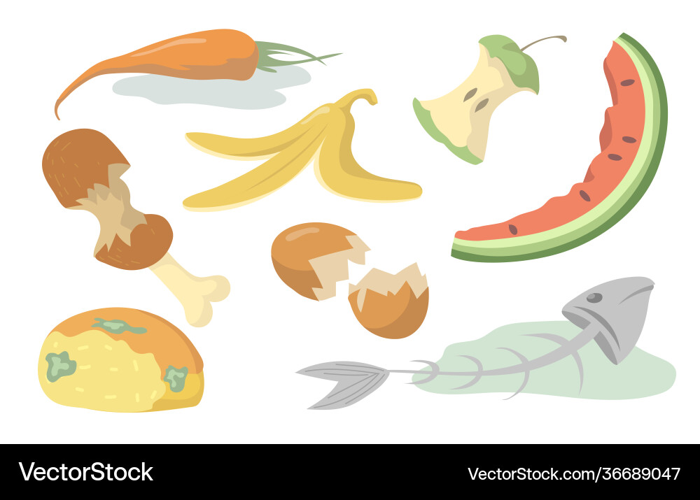 Food trash set Royalty Free Vector Image - VectorStock