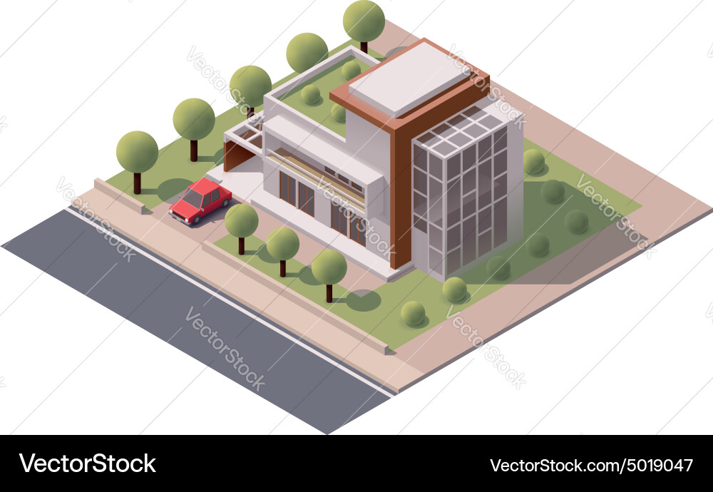 Isometric modern house Royalty Free Vector Image
