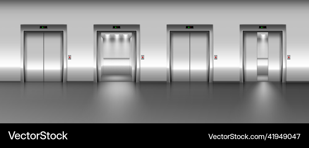 Modern passenger elevators lifts with closed Vector Image