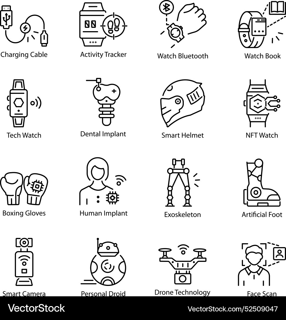 Pack of tech devices line icons Royalty Free Vector Image