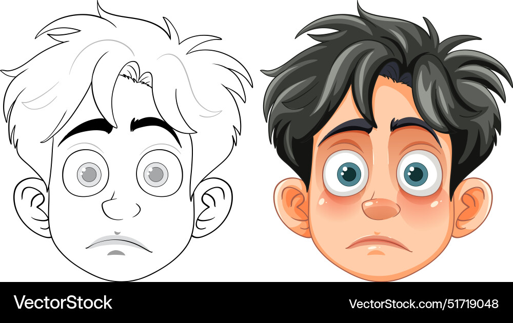 A cartoon face showing surprised expression Vector Image