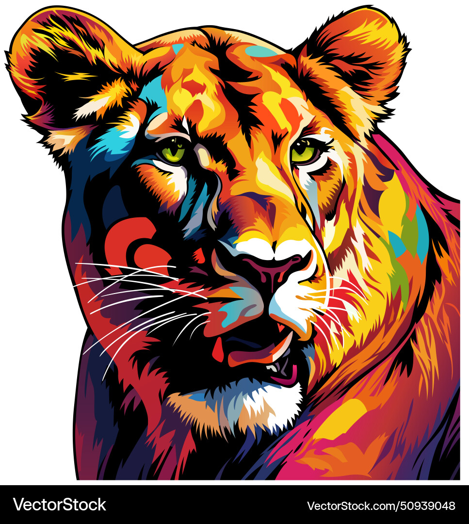A colorful lioness portrait Royalty Free Vector Image